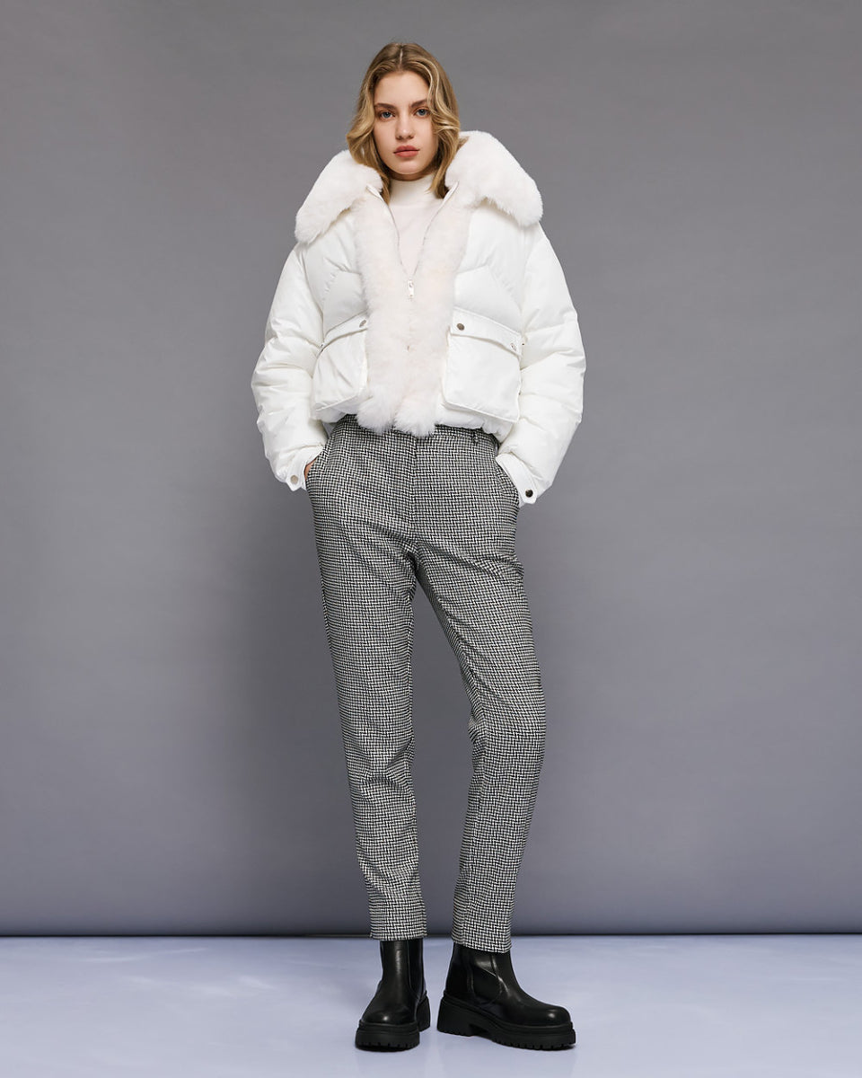 ACCESS - Puffa Jacket with Faux Fur - White – KBoutiquestyle